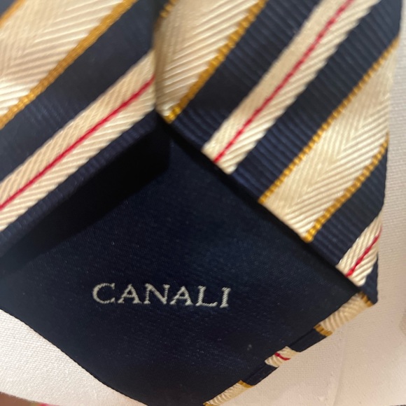 Canali | Accessories | Canali Blue And Gold Patterned Tie | Poshmark
